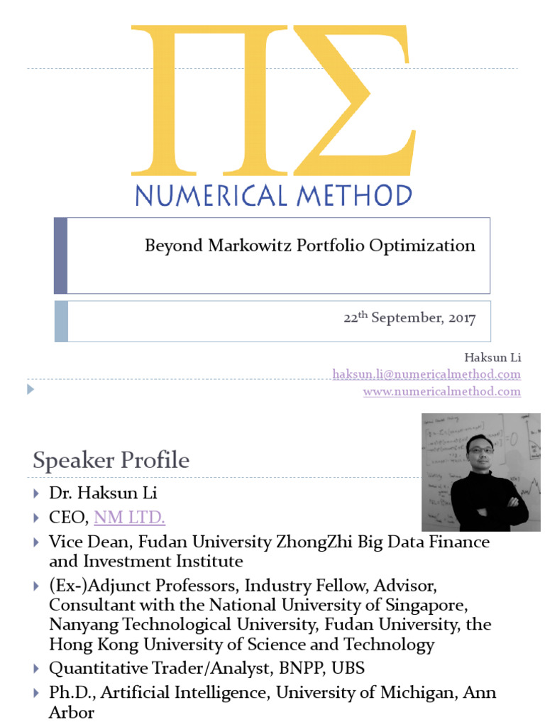 Beyond Markowitz Portfolio Optimization | PDF