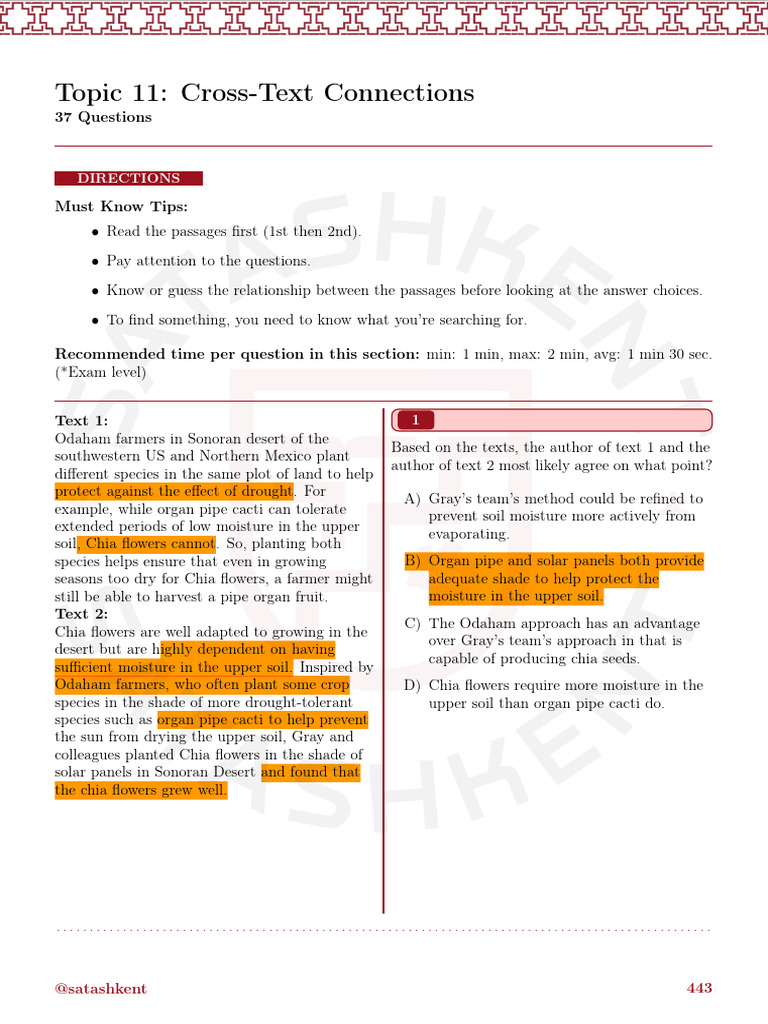 Topic 11: Cross-Text Connections: 37 Questions | PDF | Predation | Mouse