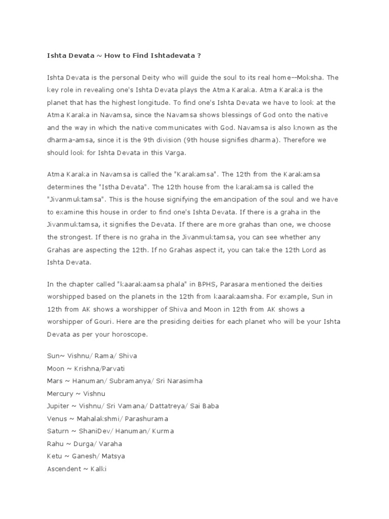 Ishta Devta | PDF | Planets In Astrology | Vishnu