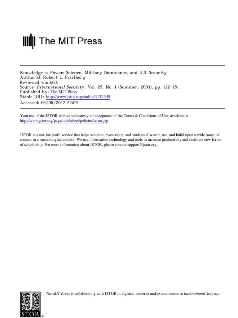 Science, Military Dominance, and U.S. Security: How U.S. Scientific ...