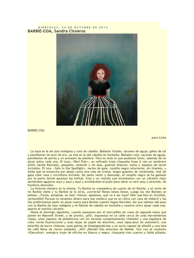 Cisneros Sandra Barbie Coa 1996 | PDF | Barbie | Moda
