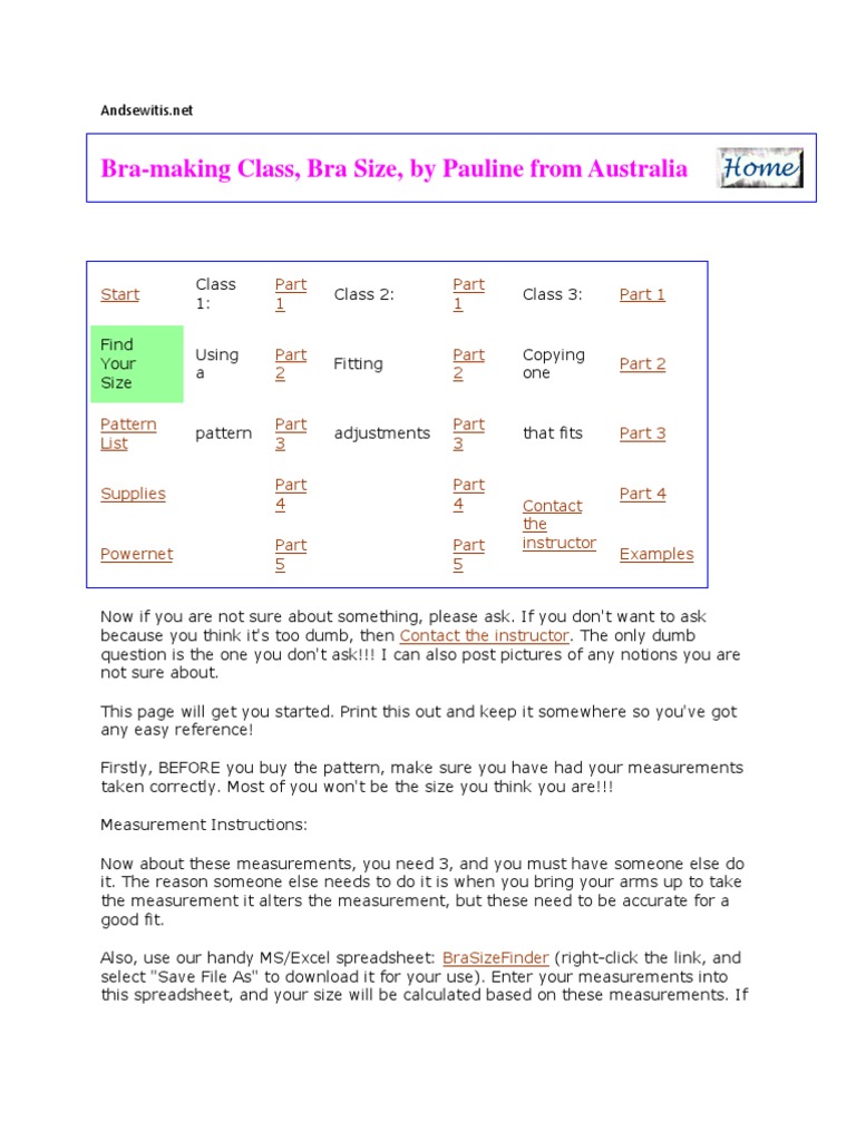 Pauline's Bra Making Classes | PDF | Seam (Sewing) | Bra