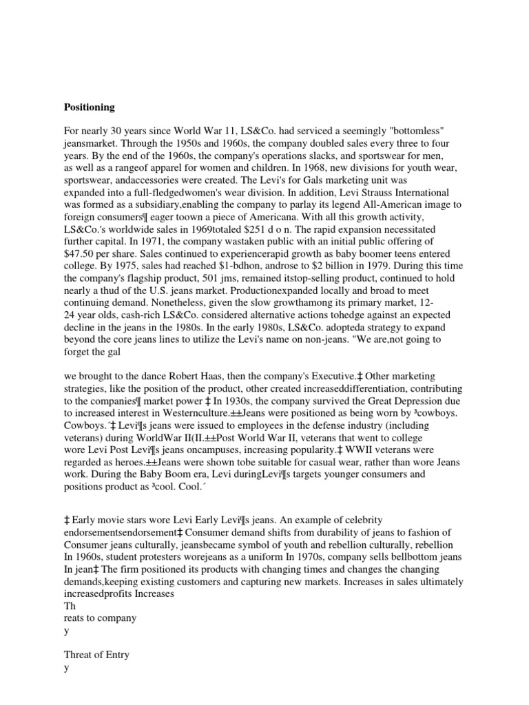 Positioning Levis | PDF | Jeans | Retail