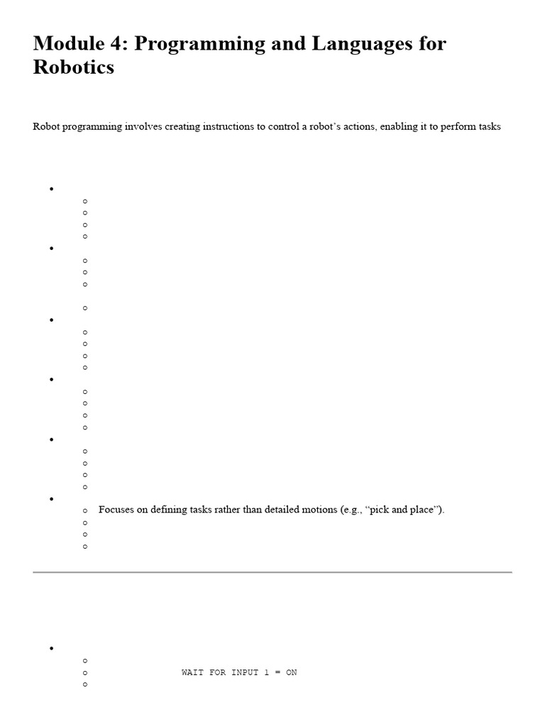 Module 4 Introduction To Robotics | PDF | Robotics | Robot