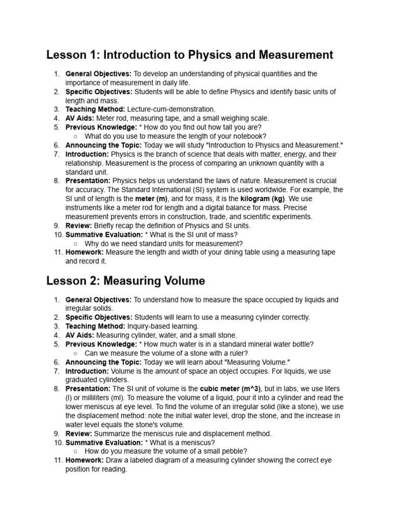 10 Lesson Plan of The Physics | PDF | Sound | Force
