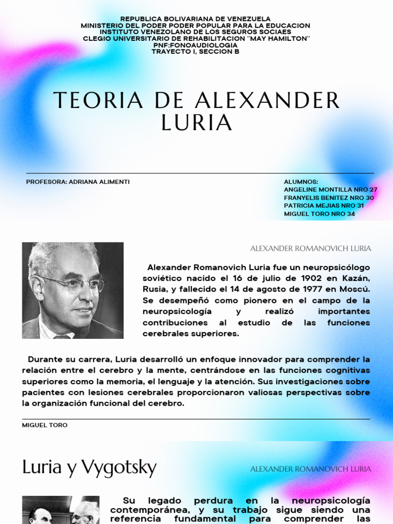 Teoría de Alexander Luria. | PDF | Neuropsicología | Pensamiento