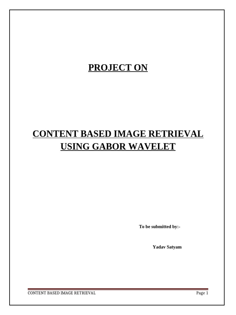 Final Doc Cbir Content Based Image Retrieval In Matlab Using Gabor Wavelet Pdf Wavelet