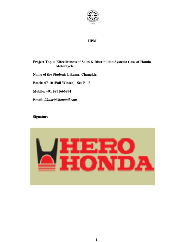 Hero Honda Sales & Distribution Insights | PDF | Honda | Motorcycle