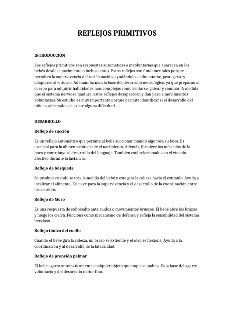 Reflejos Primitivos Completo | PDF