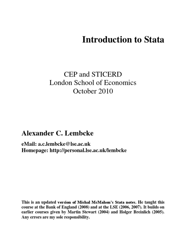 Stata Basic Commands Pdf File Format String Computer Science 3672