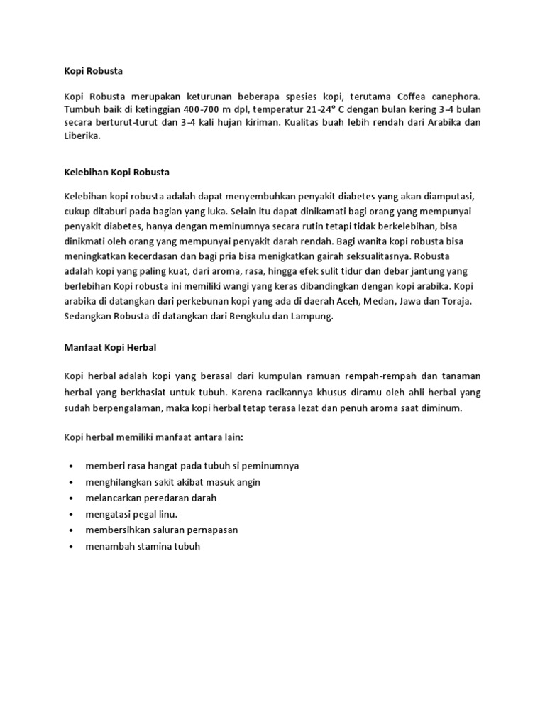 Kopi Robusta | PDF