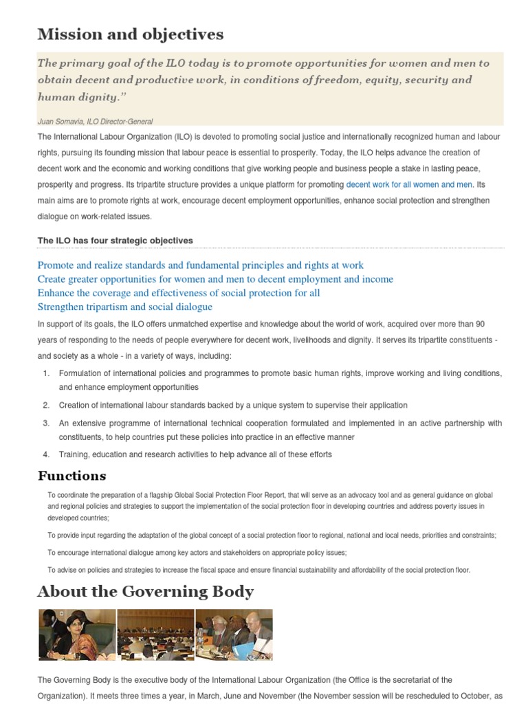 Promoting Decent Work for All: The Mission, Objectives, and Functions ...