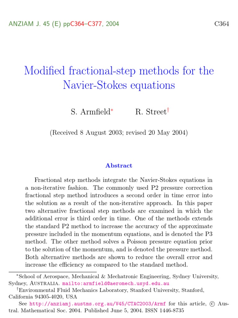Enhanced Fractional-Step Methods for Navier-Stokes | PDF | Navier ...