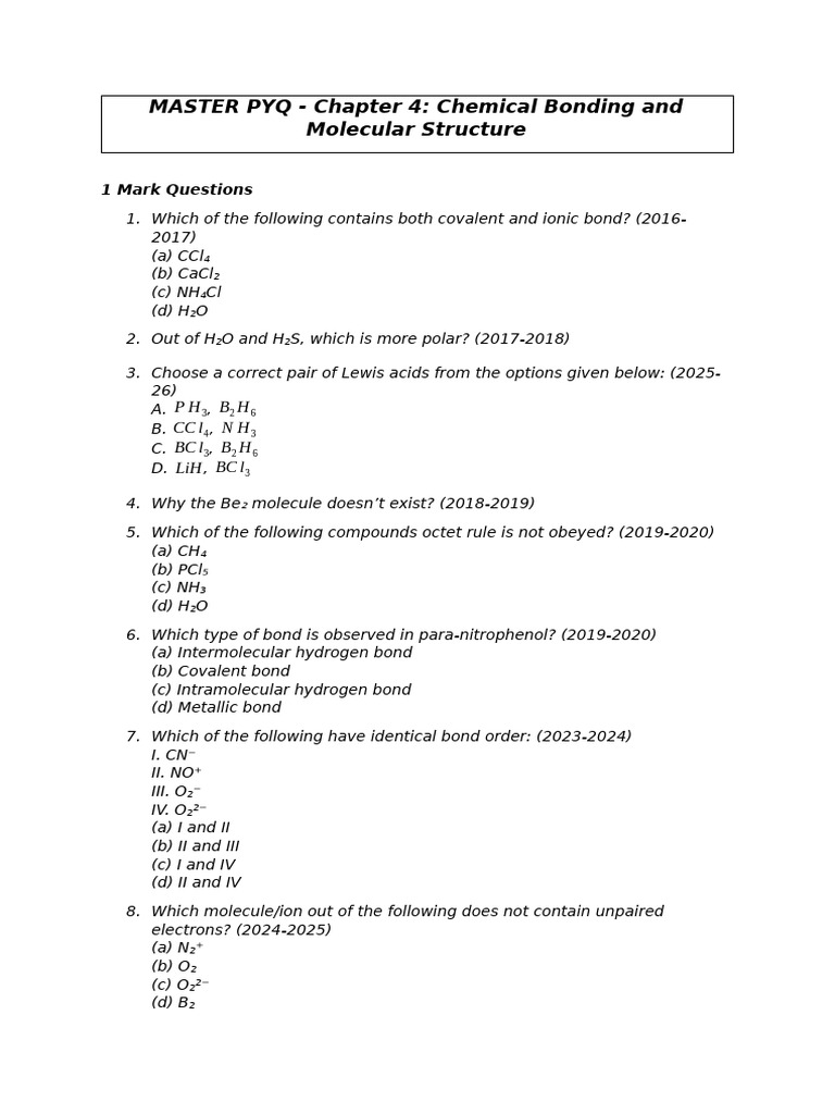 4 Chemical Bonding and Molecular Structure (Till 2025-26) | PDF ...