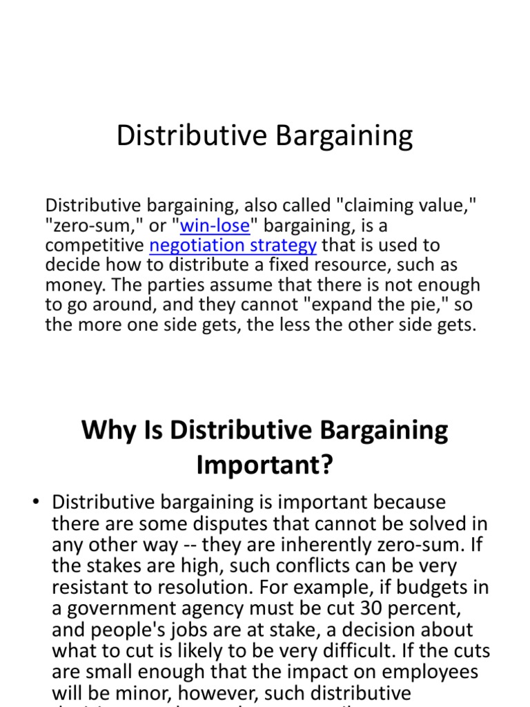 Distributive Bargaining | PDF | Bargaining | Negotiation