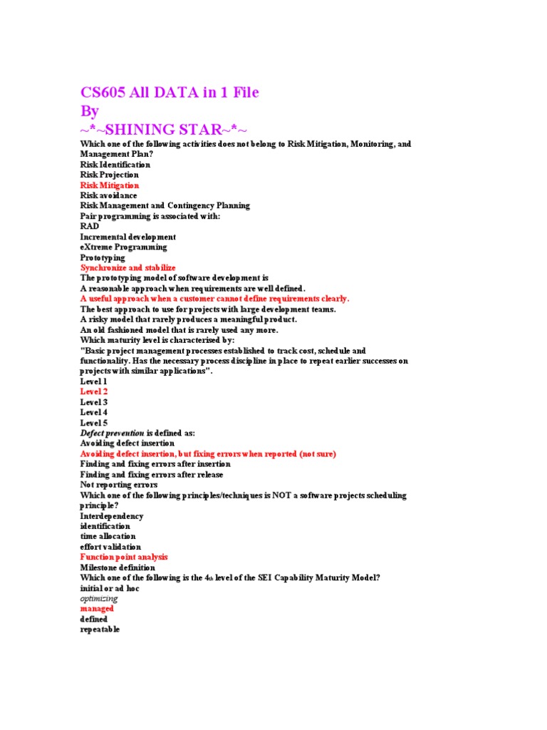 CS605 Solved MCQs From Mid Exams - Megafile | PDF | Software Development | Reliability Engineering