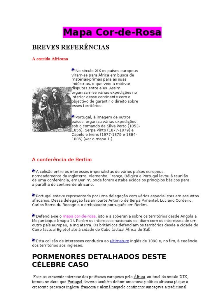 Mapa Cor de Rosa - Corrida Africana. Conferência de Berlim | PDF ...