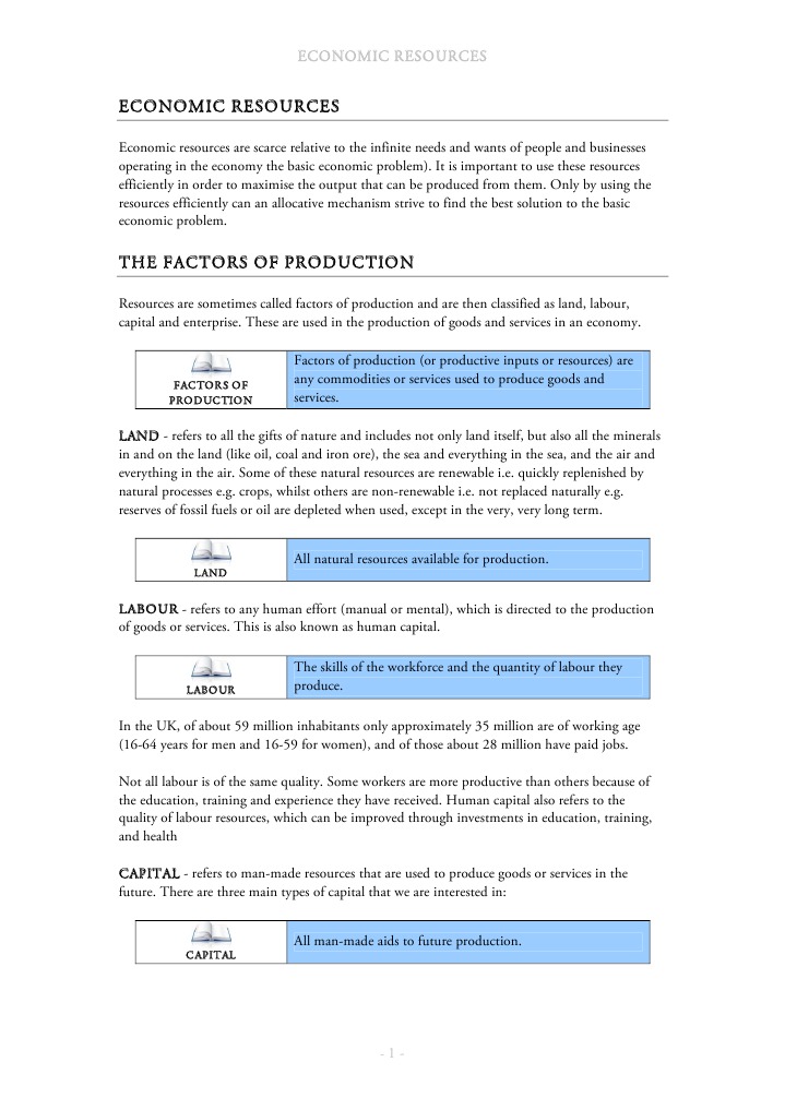 002 Economic Resources | PDF | Capital (Economics) | Factors Of Production
