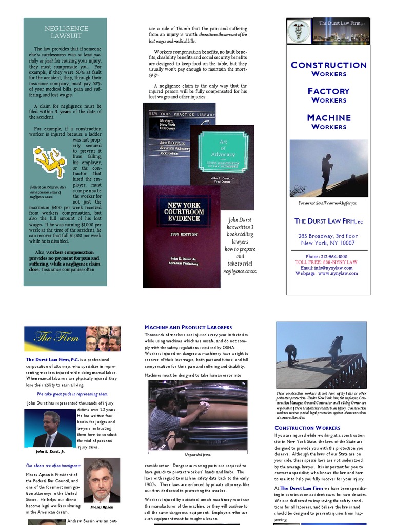 Construction Worker Brochure | PDF | Workers' Compensation | Lawyer