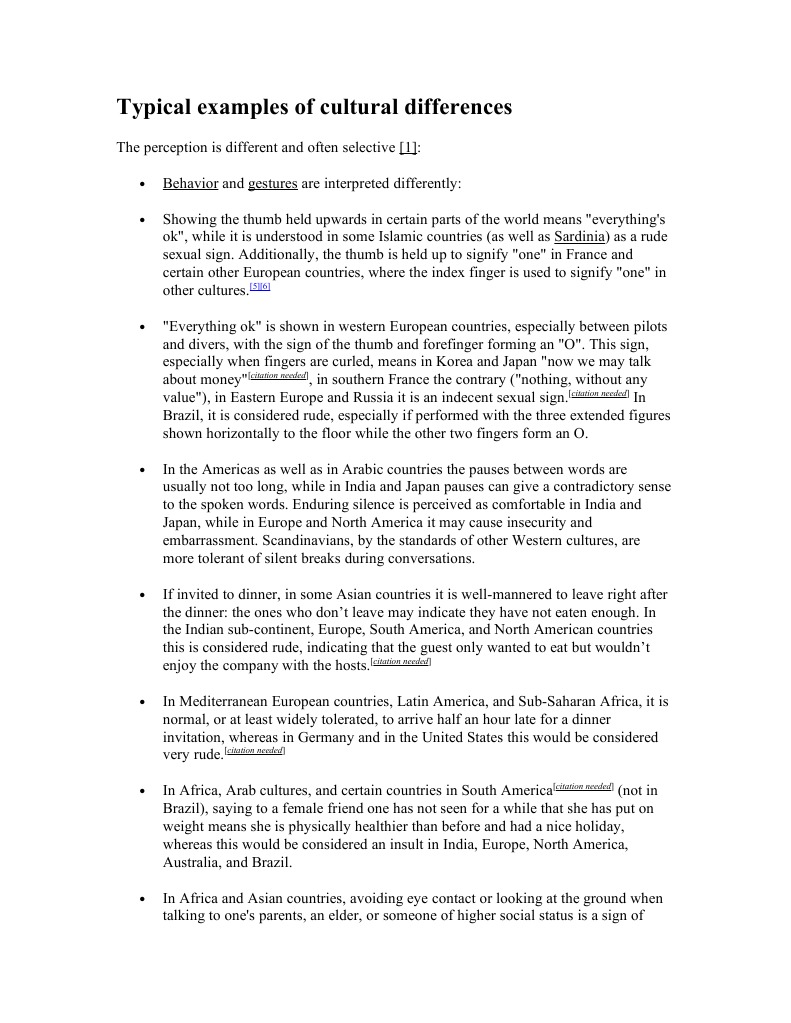 Typical Examples of Cultural Differences | PDF | Africa | Europe Travel