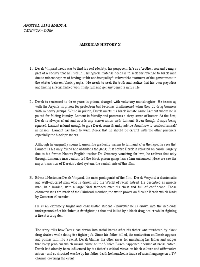 American History X | PDF | Injustice | Prejudice And Discrimination