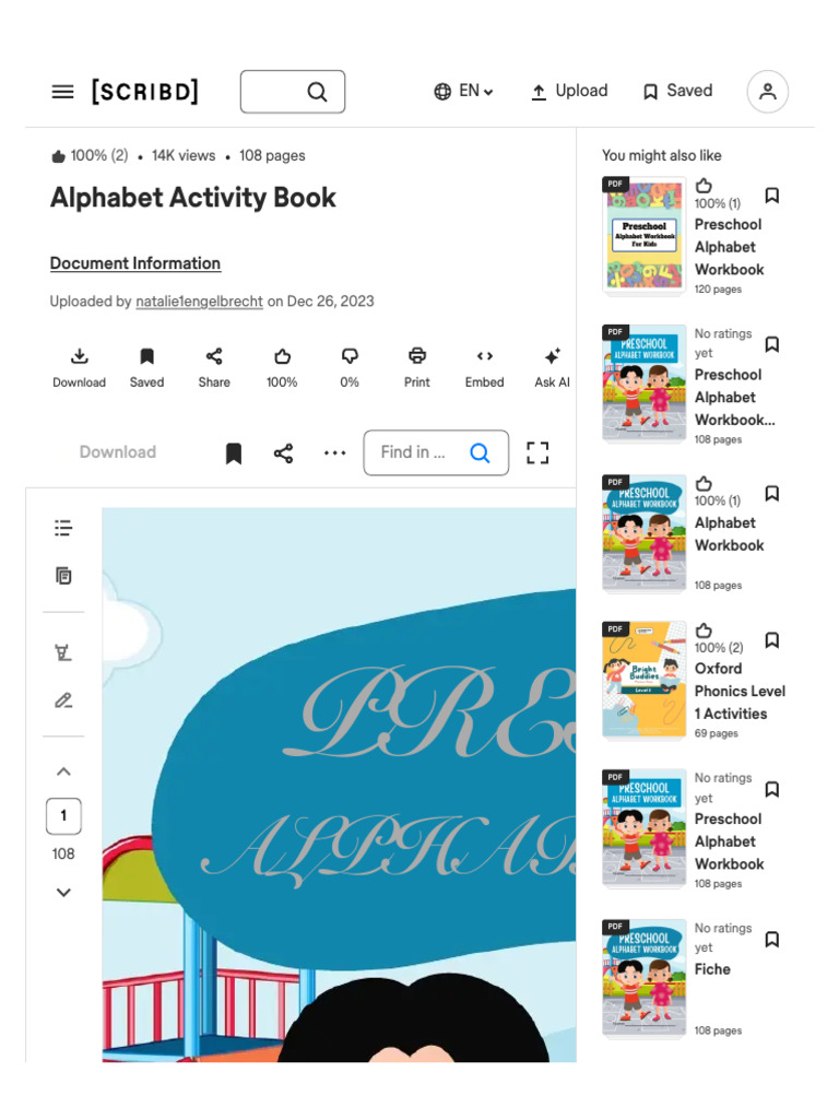 Alphabet Activity Book | PDF(1) | PDF | Phonics | Kindergarten