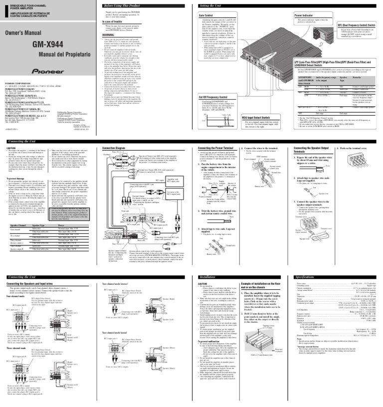 Poineer 944 Amplifier Manual | PDF | Loudspeaker | Ac Power Plugs And ...