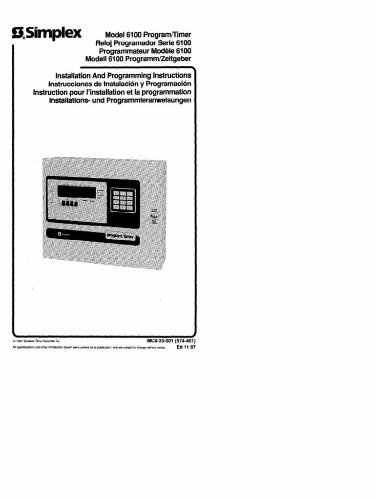 Simplex 6100 Installation & Programming Guide | PDF | Daylight Saving ...