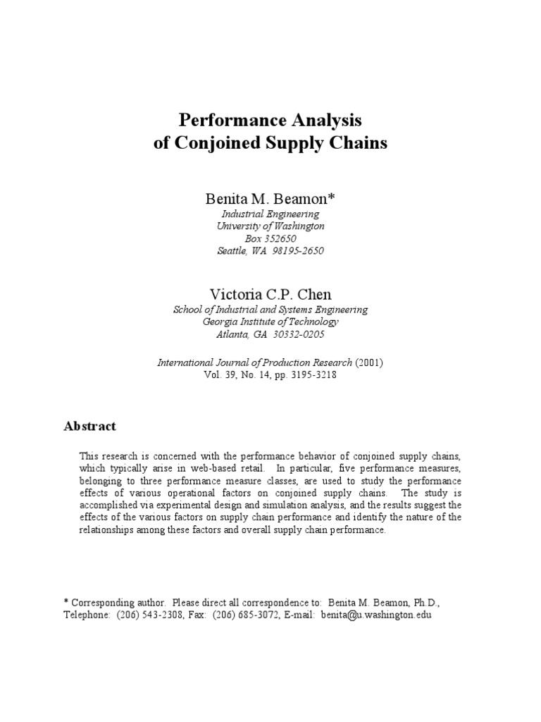 Benita Paper | PDF | Regression Analysis | Inventory