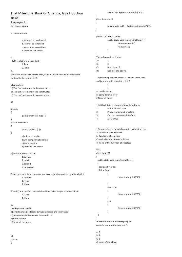 Java Mcq Pdf Inheritance Object Oriented Programming Class 3013