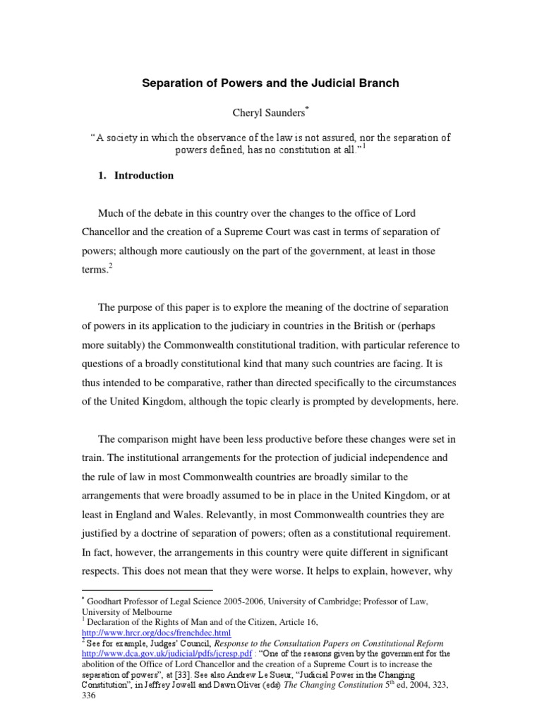 Separation of Powers in Commonwealth Law | PDF | Separation Of Powers ...