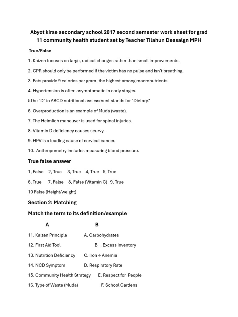 Second Semester Work Sheet | PDF