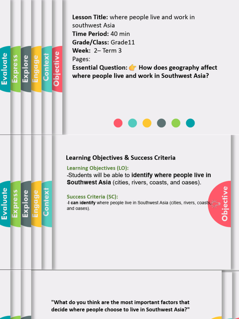 W2-Lesson 1 Where People Live in Southwest Asia | PDF | Water | Irrigation