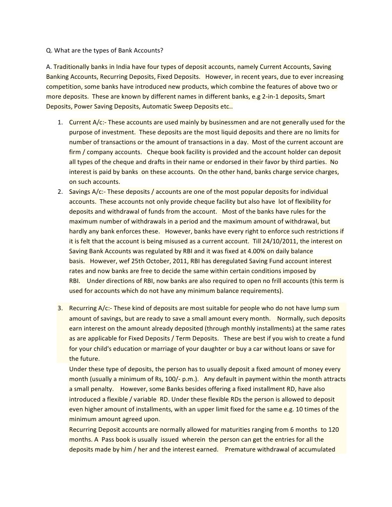 Types of Bank Accounts | PDF | Transaction Account | Deposit Account