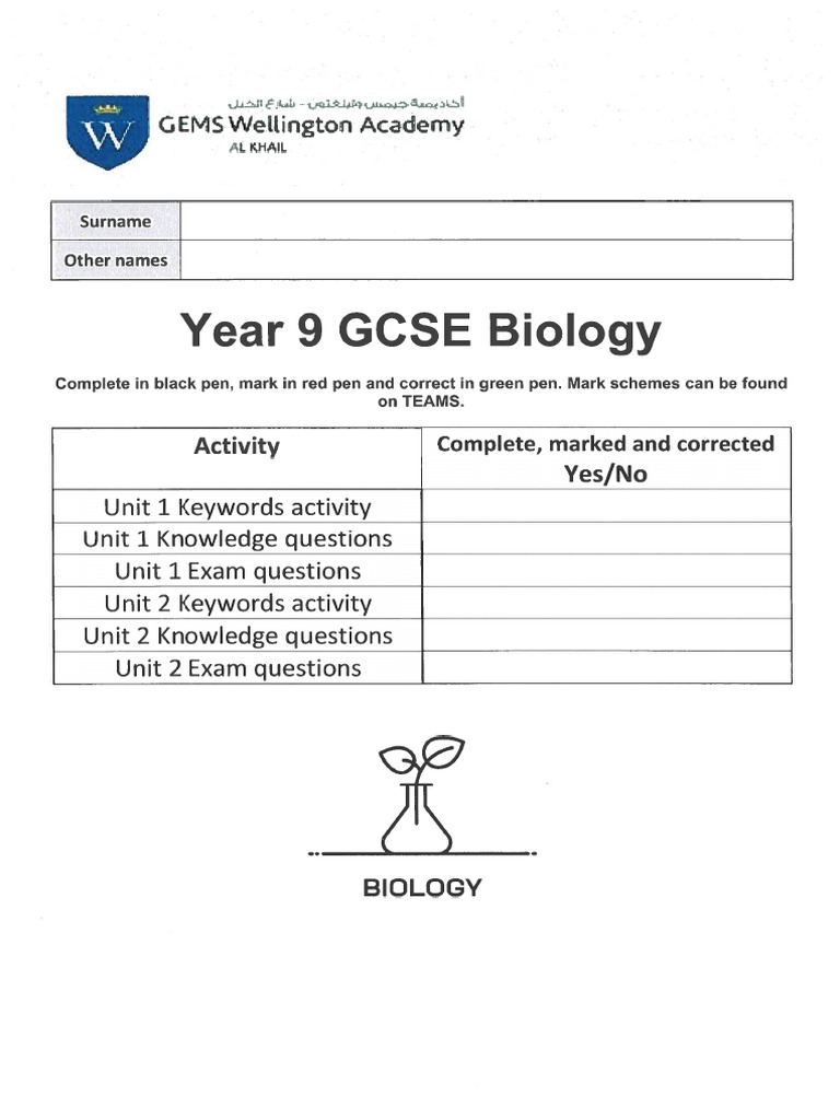 Year 9 BIOLOGY Revision Booklet | PDF