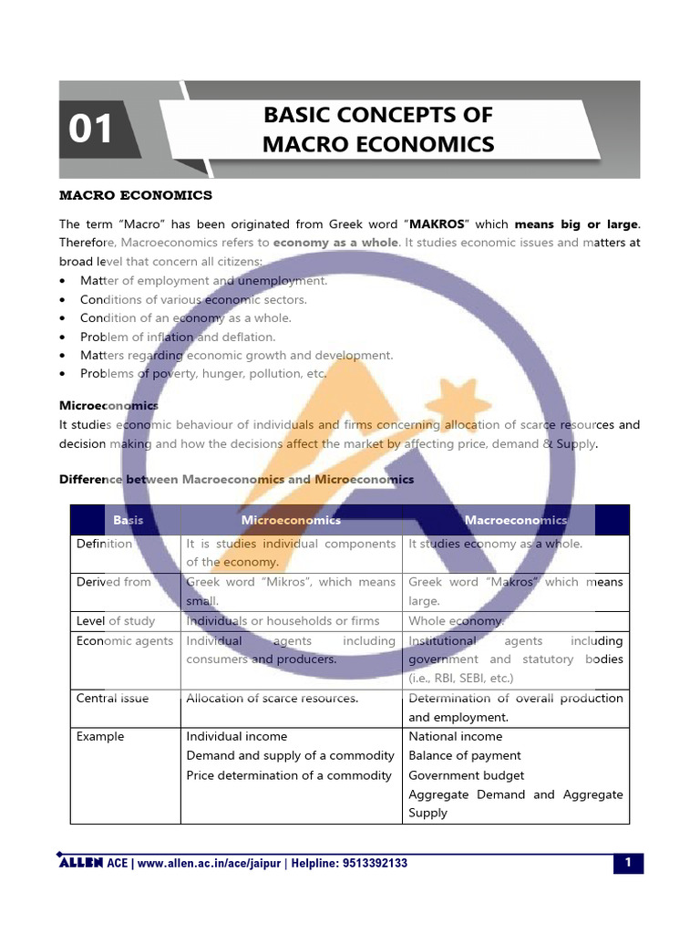 Economics Basic Concepts of Macro Economics | PDF | Economics ...