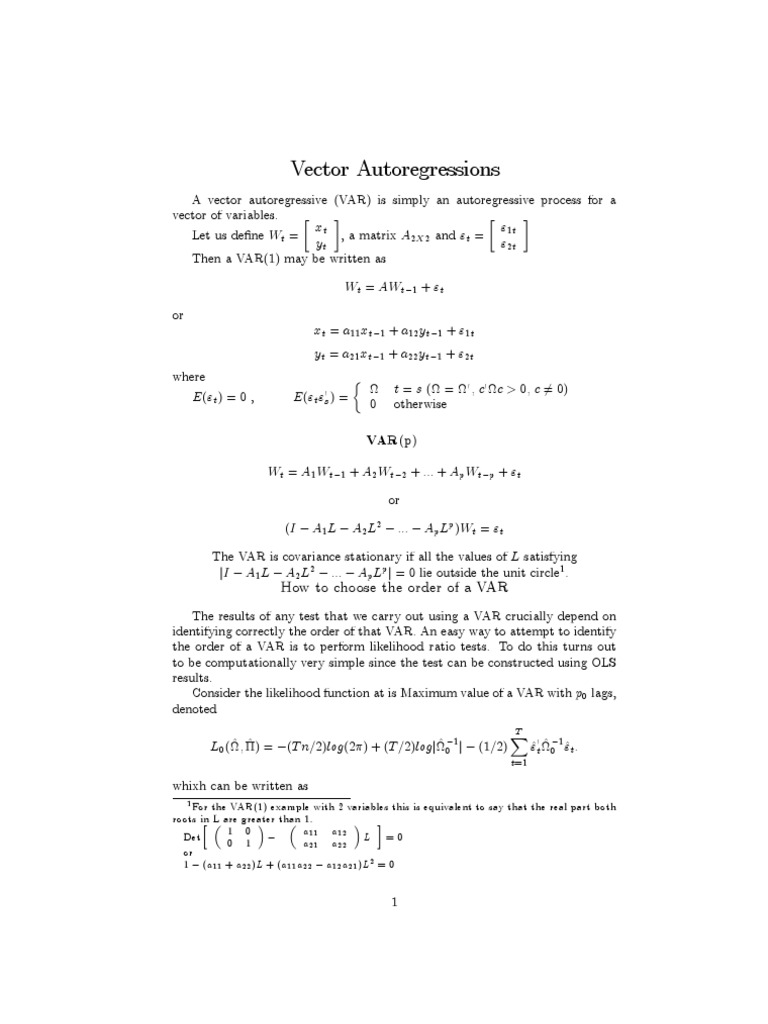 An In-Depth Guide to Vector Autoregressions: Modeling, Estimation ...