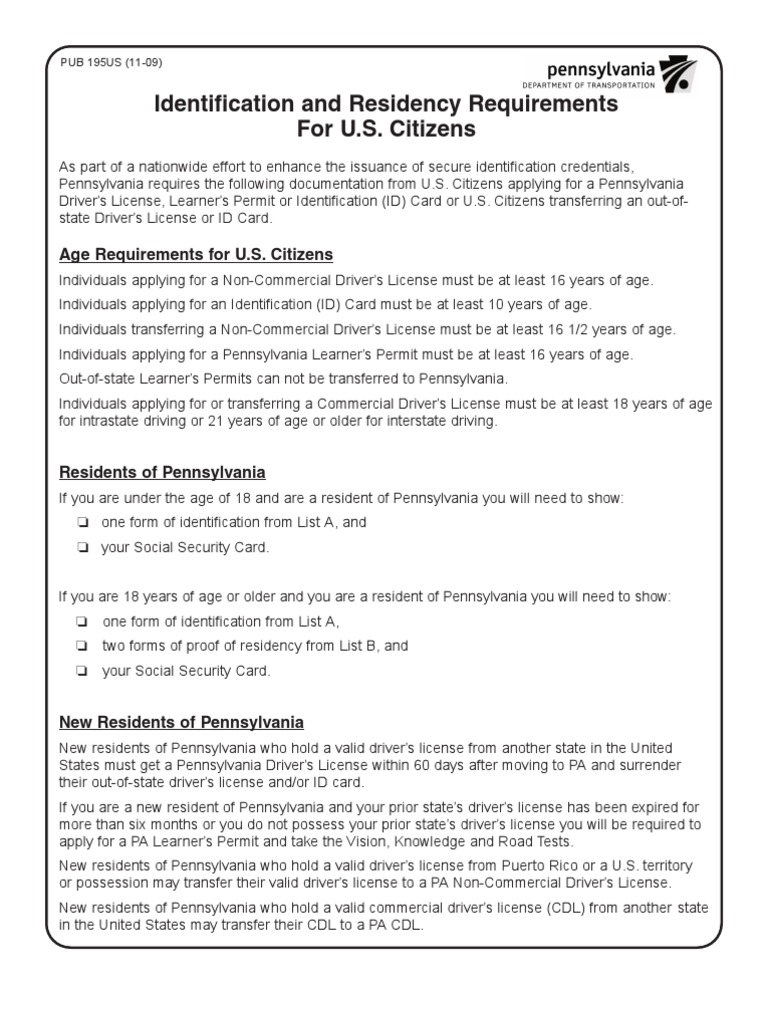 PennDOT PA Photo ID Requirements | Identity Document | Driver's License