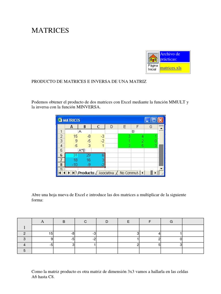 Matrices | Matriz (Matemáticas) | Microsoft Excel