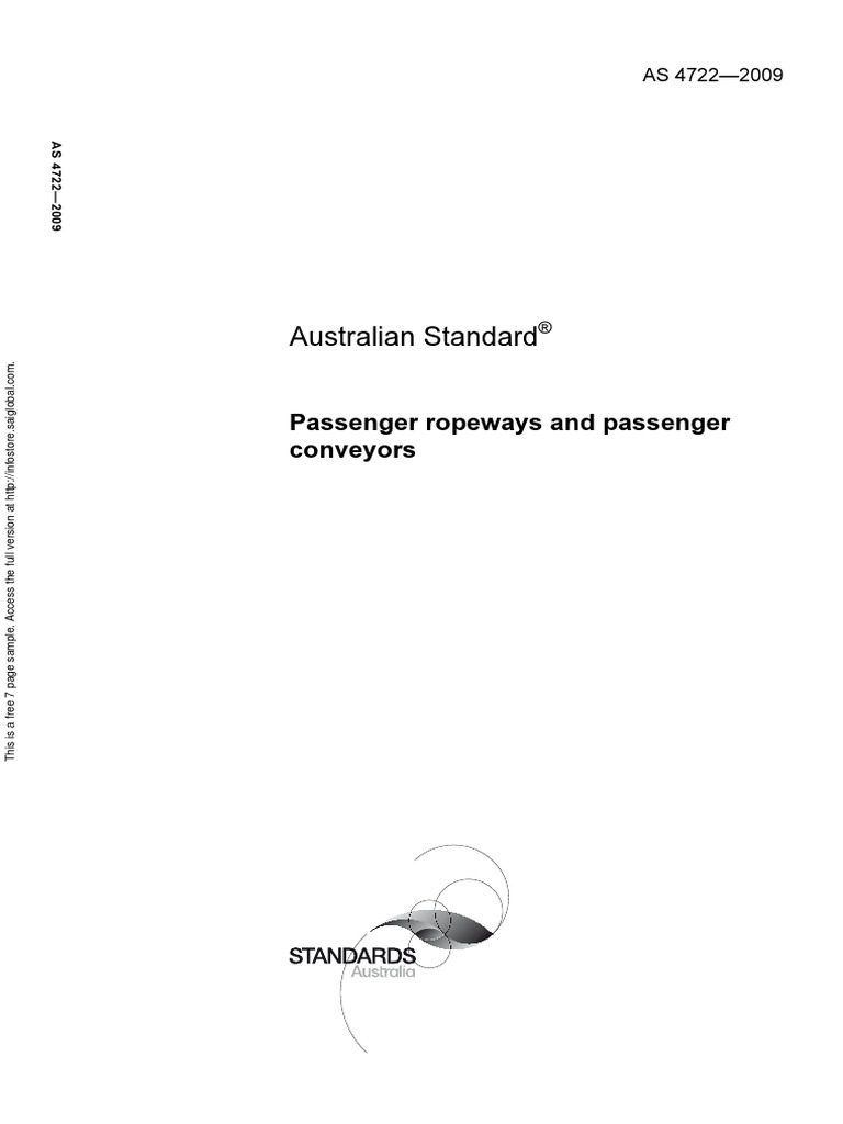 As 4722-2009 Passenger Ropeways and Passenger Conveyors | PDF ...
