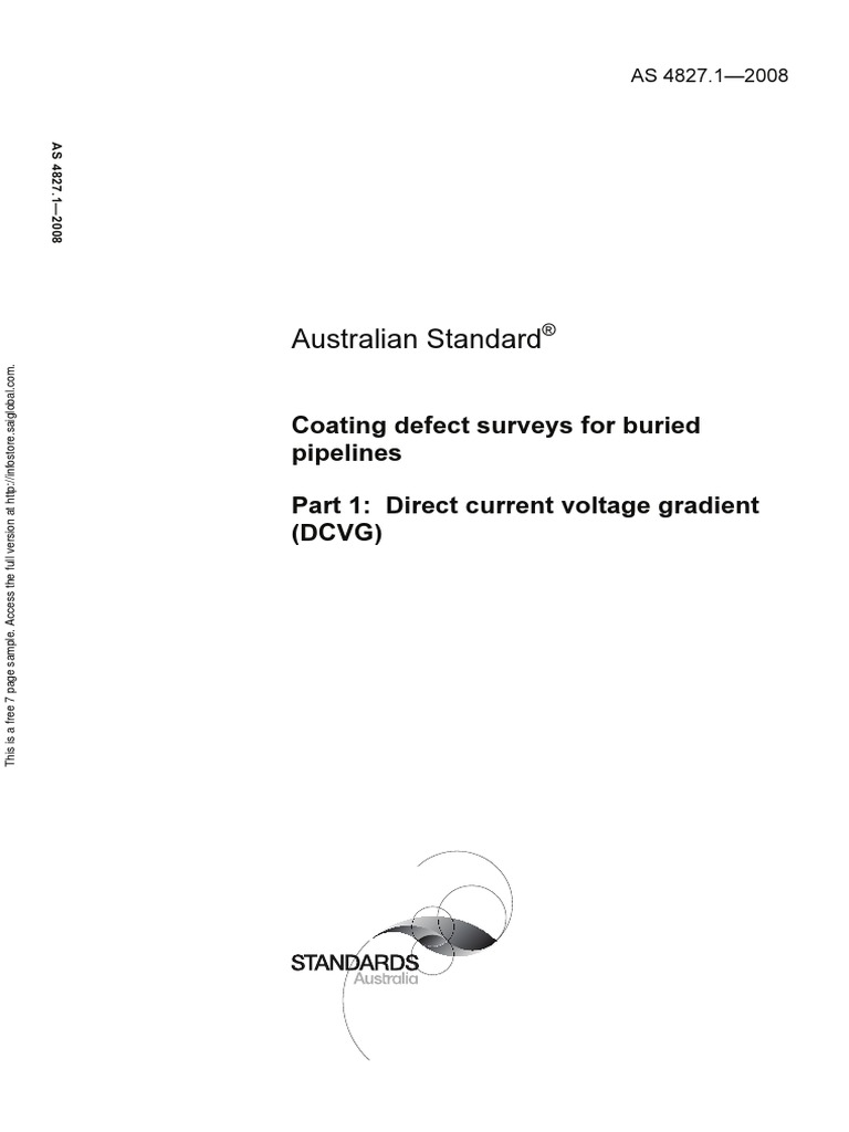 As 4827.1-2008 Coating Defect Surveys For Buried Pipelines Direct ...