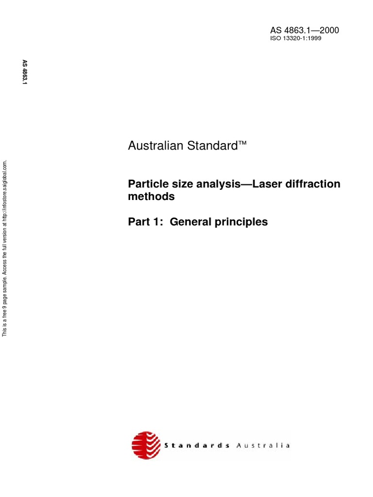 As 4863.1-2000 Particle Size Analysis - Laser Diffraction Methods General Principles | PDF ...