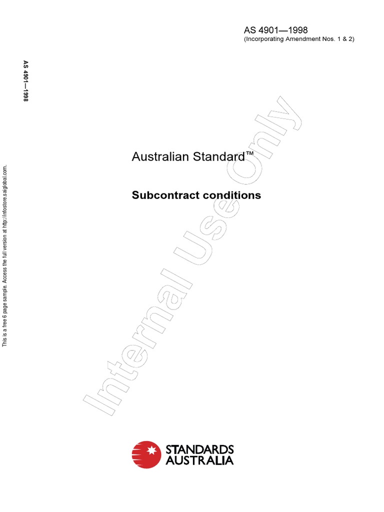 As 4901-1998 (Reference Use Only) Subcontract Conditions | PDF ...