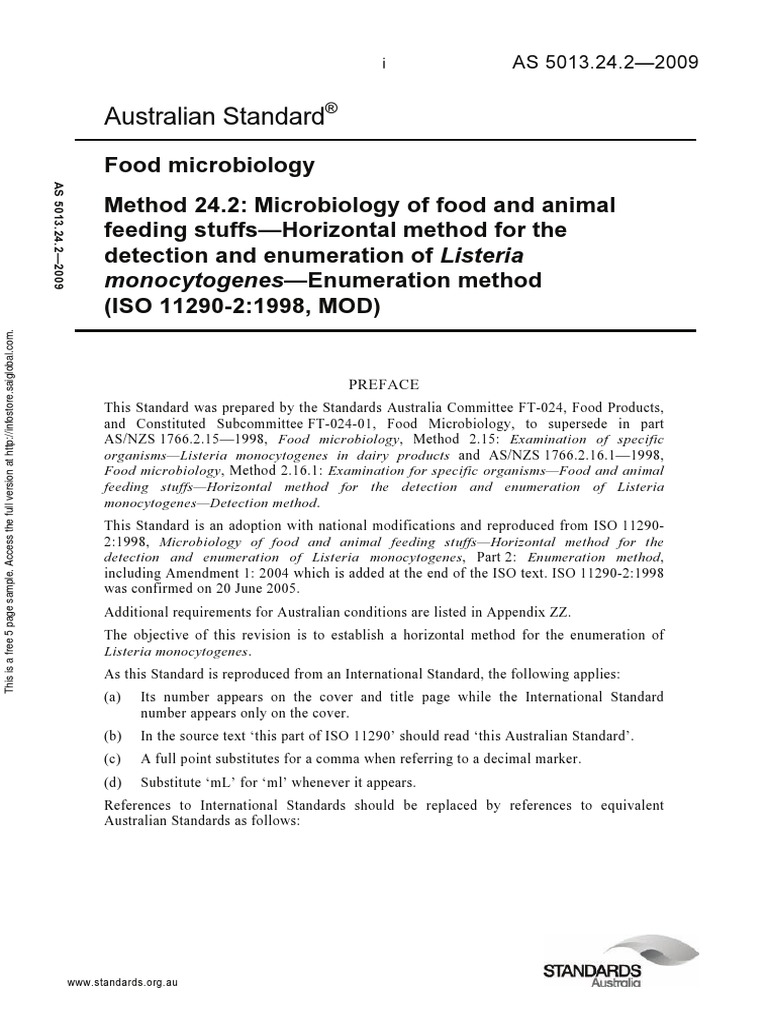 As 5013.24.2-2009 Food Microbiology Microbiology of Food and Animal ...
