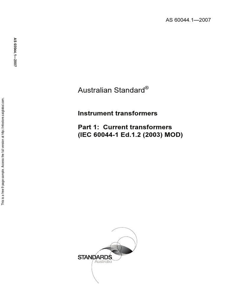 As 60044.1-2007 Instrument Transformers Current Transformers (IEC 60044 ...