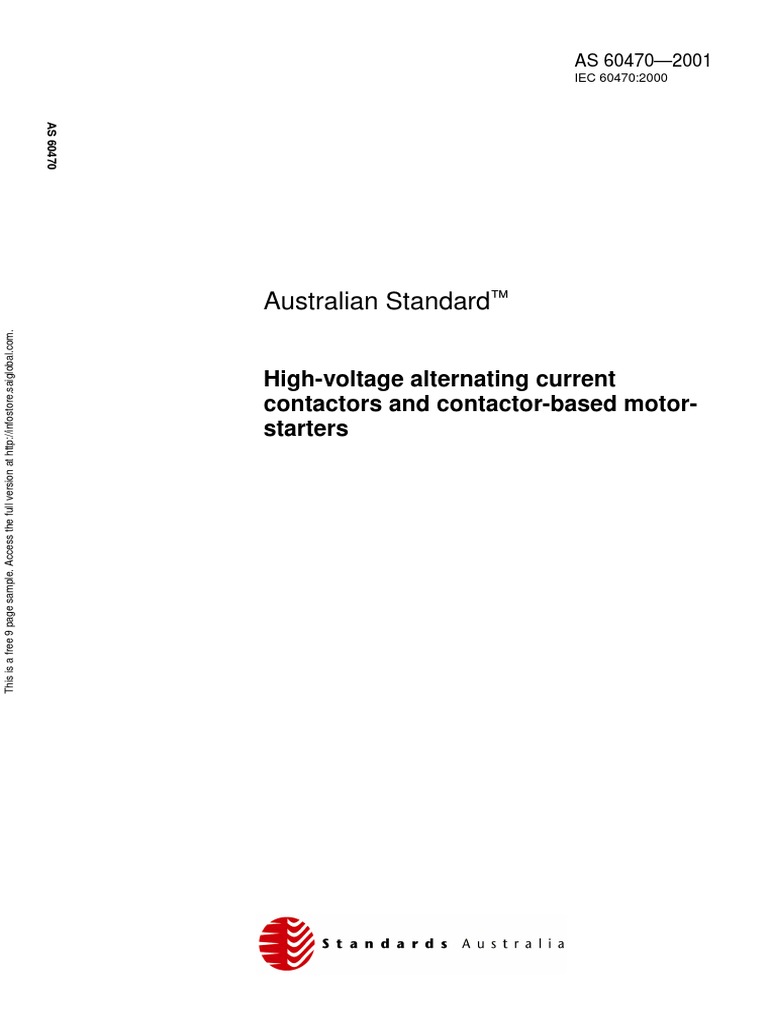As 60470-2001 High-Voltage Alternating Current Contactors and Contactor-Based Motor-Starters ...