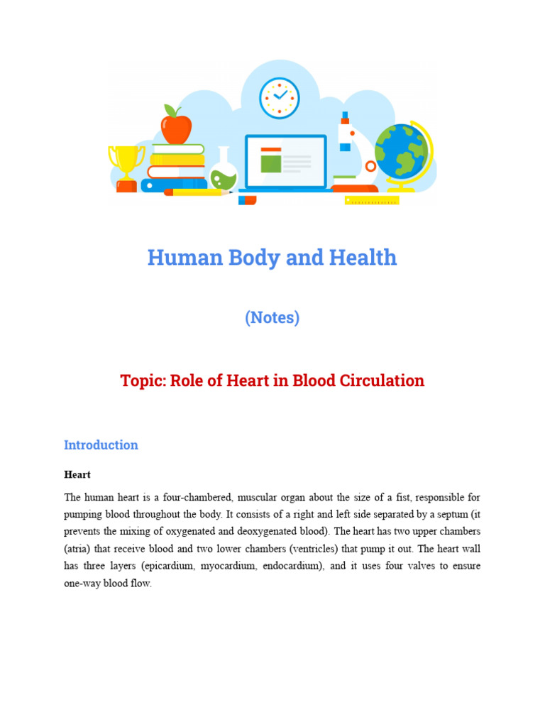 Role of Heart in Blood Circulation | PDF