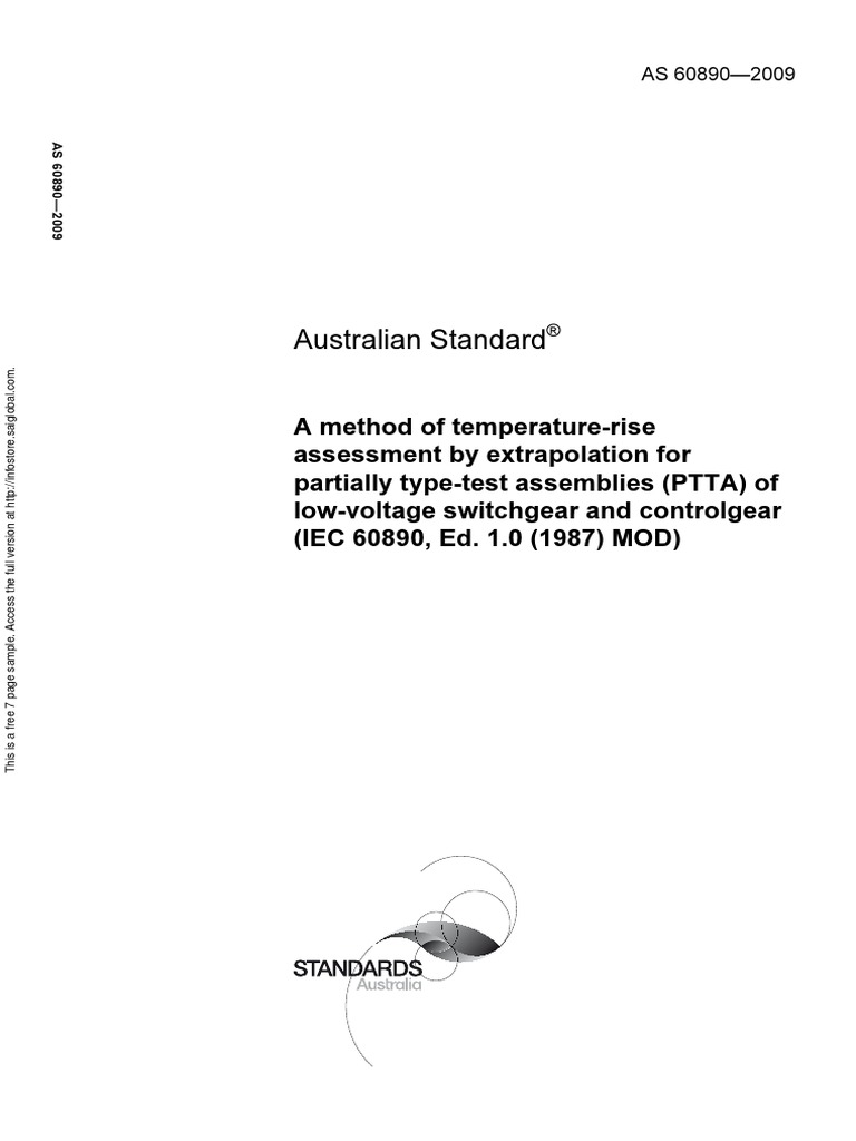 As 60890-2009 A Method of Temperature-Rise Assessment by Extrapolation ...