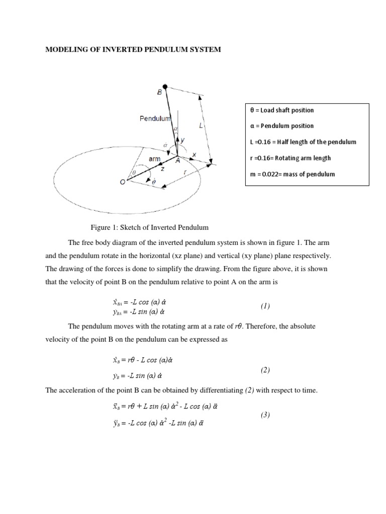 Modeling - of Inverted Pendulum System | PDF | Lagrangian Mechanics | Trigonometric Functions