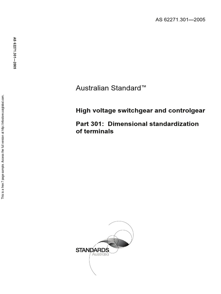 As 62271.301-2005 High Voltage Switchgear and Controlgear Dimensional Standardization of ...